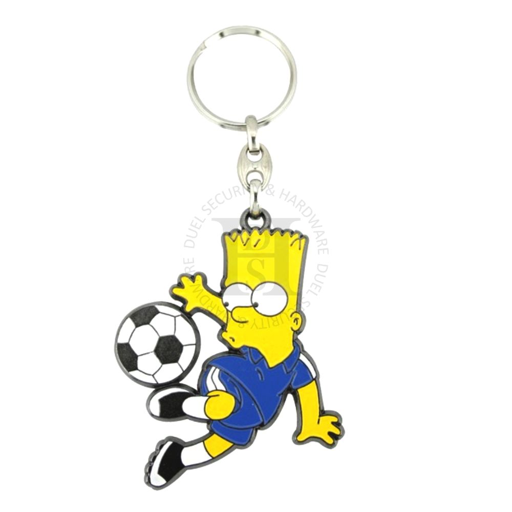 The Simpsons Bart Simpson Playing Football Enamelled Licensed Keychain ...